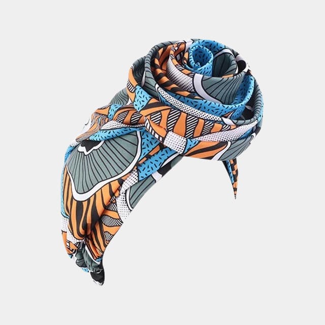 Large Blue and Orange African Turban | Meolina